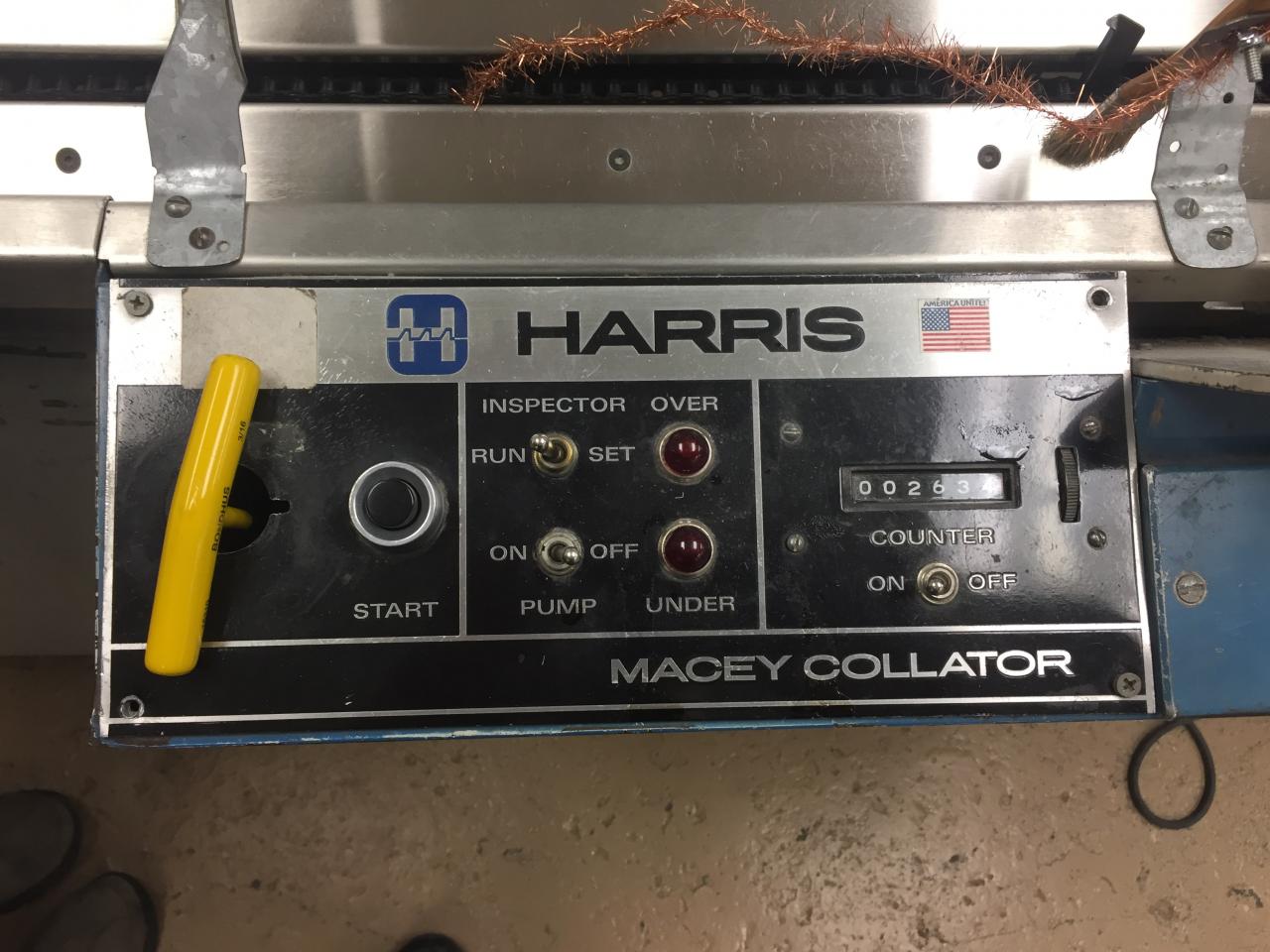 Lot #4: Harris Macey Collator / Bookletmaker, 9 Pockets, Vacuum Feed ...